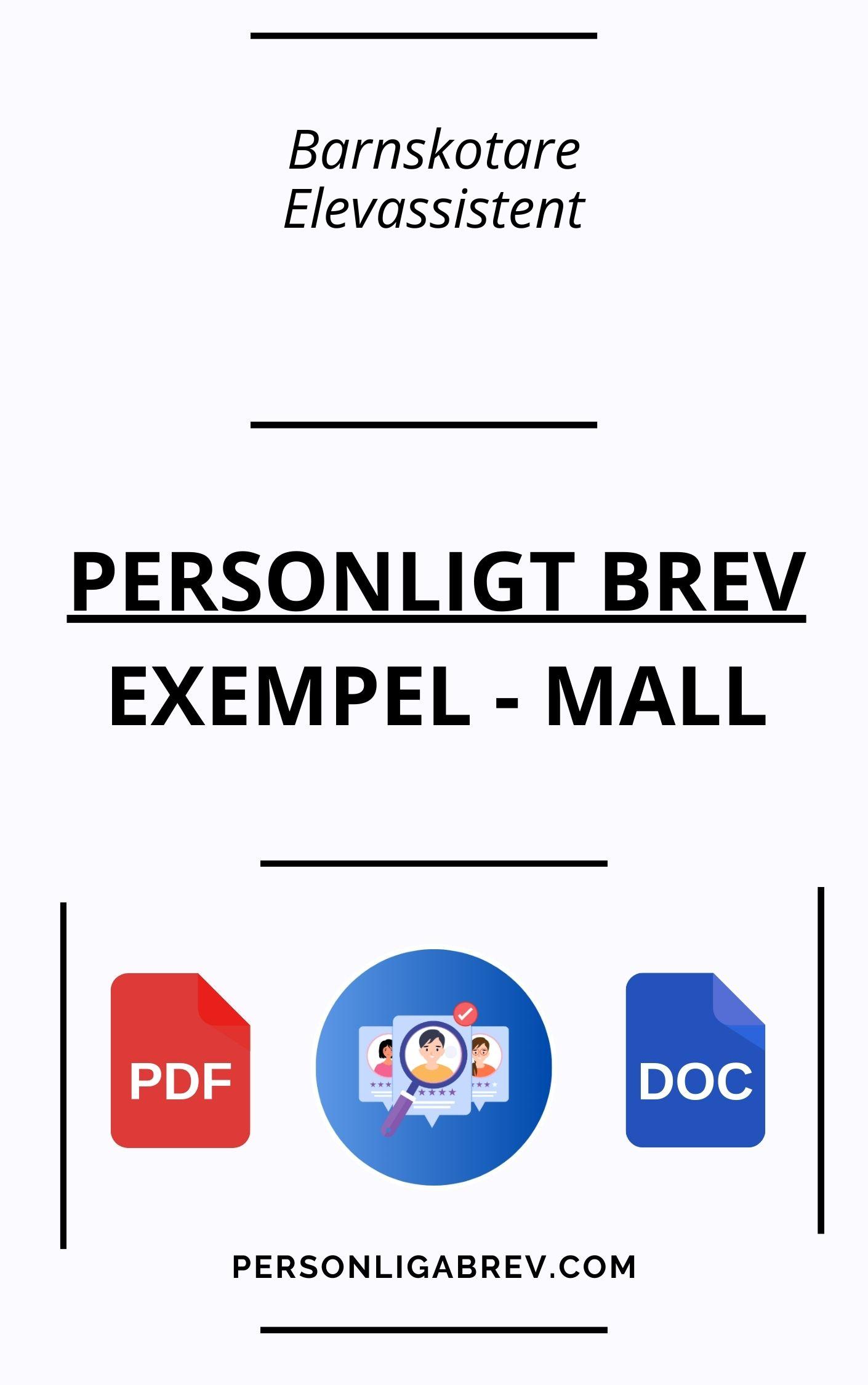 Barnskötare Personligt Brev Elevassistent - Mall Exempel